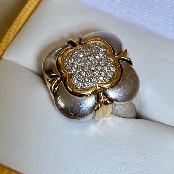 Raquel Welch | Jewelry | 8k Diamond Quatrefoil 925 Ring By Raquel Welch ...